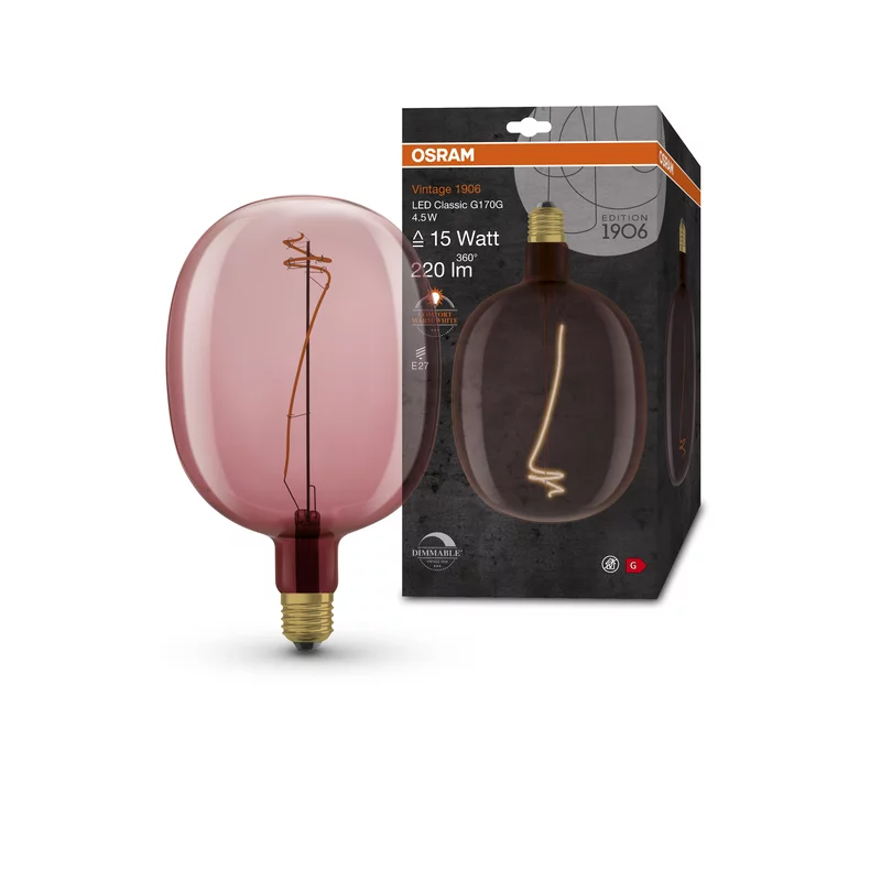 Ampoule LED filament Vintage Edition 1906 Ballon Rose OSRAM | Comptoir des Lustres