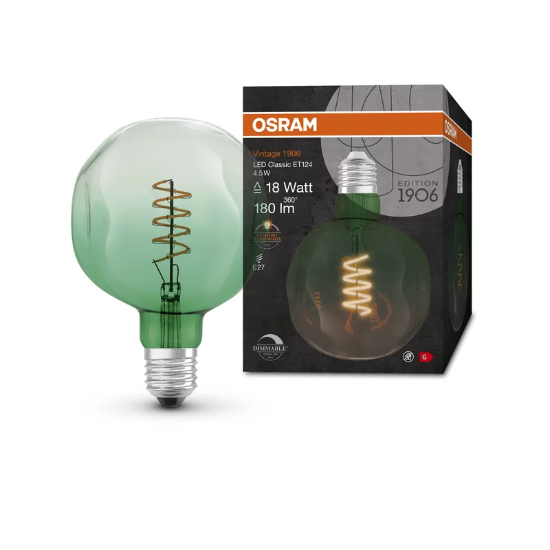 Ampoule LED filament Vintage Edition 1906 ET 124 18 Vert OSRAM | Comptoir des Lustres
