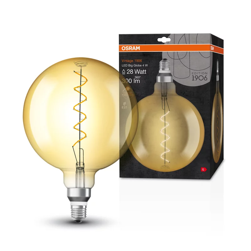 Ampoule Led Filament Vintage Edition 1906 Big Globe Doré Osram
