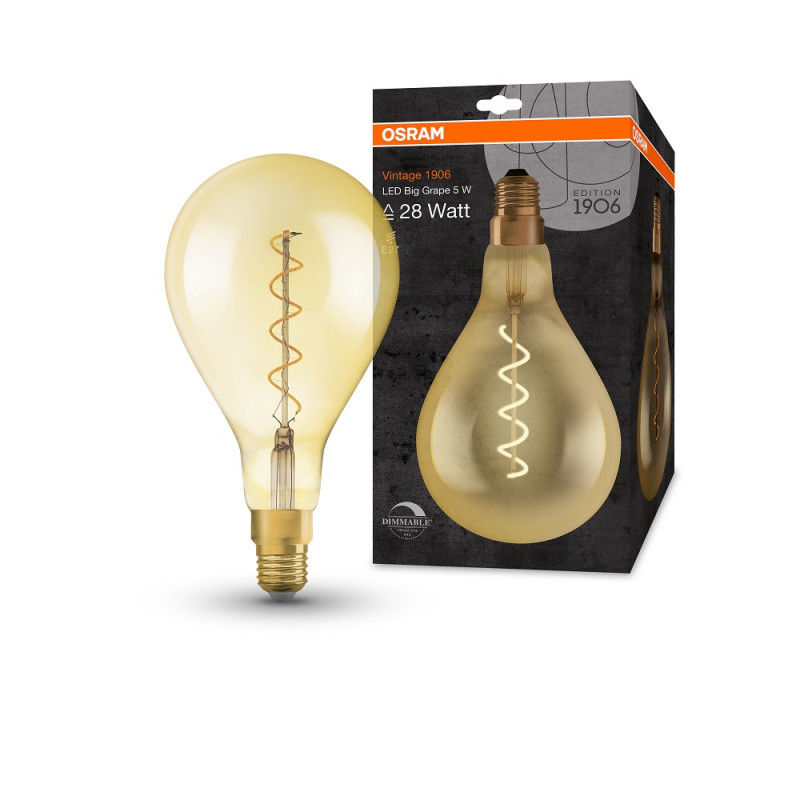 Ampoule LED filament 4W Vintage Edition 1906 Big Grape E27 Doré OSRAM | Comptoir des Lustres