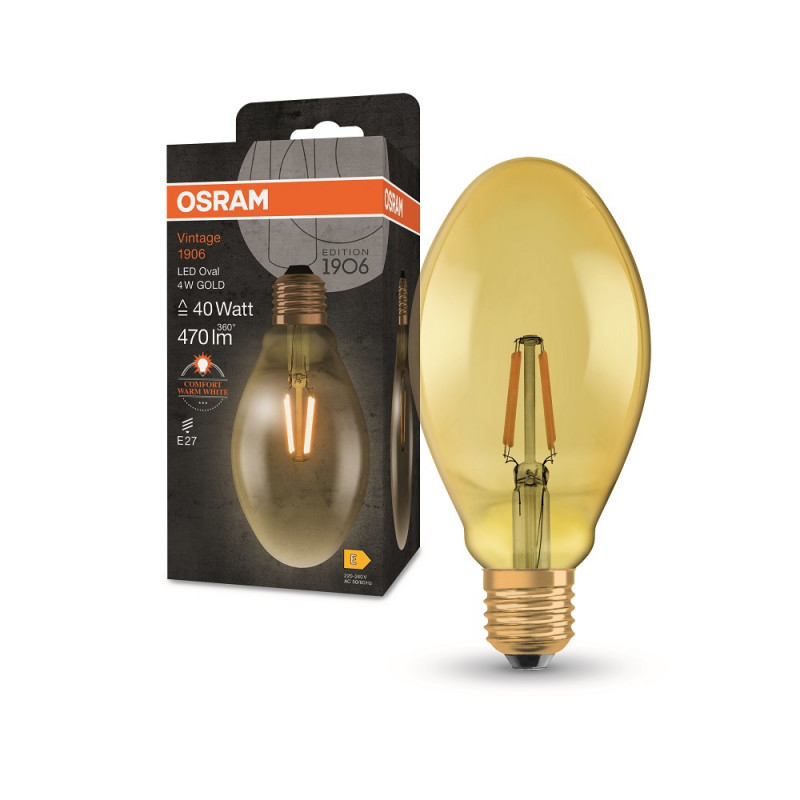 Ampoule LED filament Vintage Edition 1906 4W Oval Doré OSRAM | Comptoir des Lustres