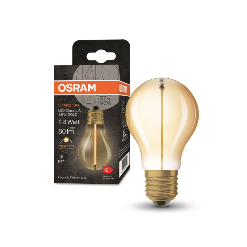 Ampoule LED filament magnétique Vintage Edition 1906 Standard Doré OSRAM | Comptoir des Lustres