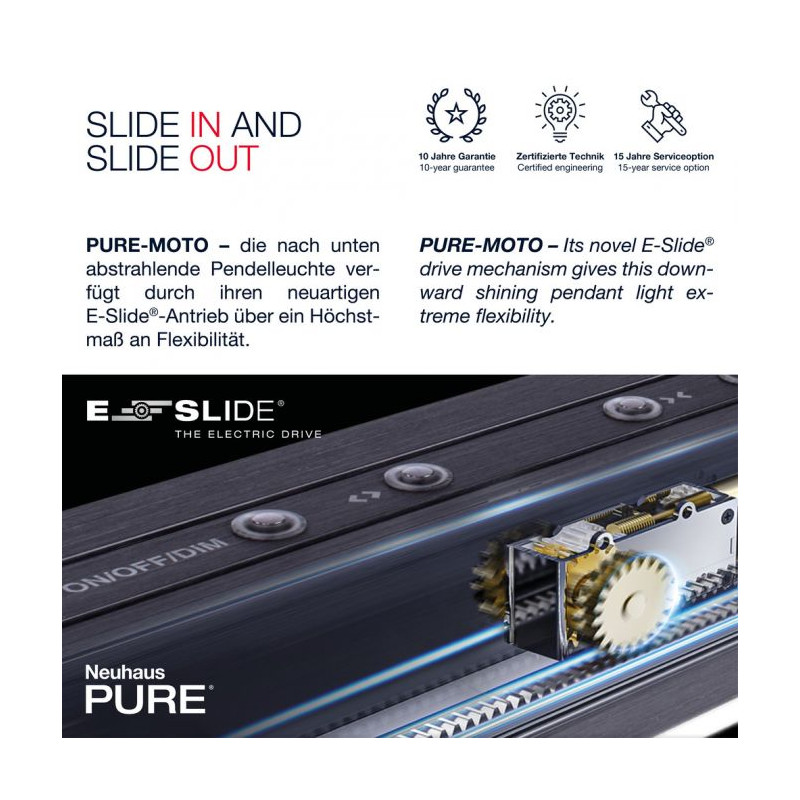 Suspension LED CCT Pure Moto e-SLIDE télécommande - Paul Neuhaus ...