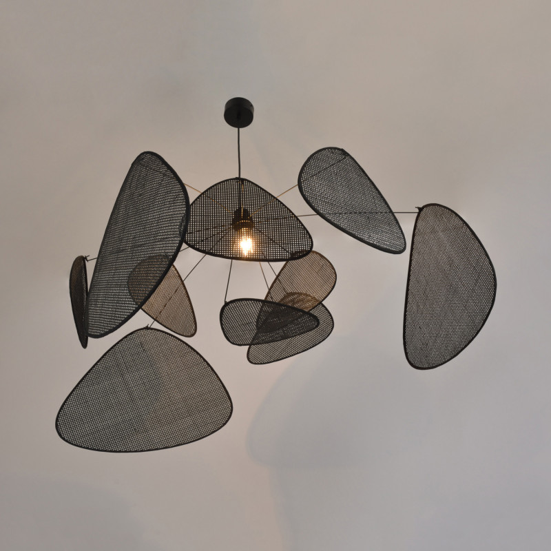 Suspension Screen XL en cannage noir - Market Set | Comptoir des Lustres